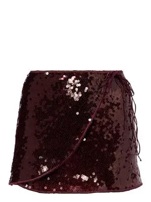 Oseree Marylin Sequined Miniskirt - Burgundy
