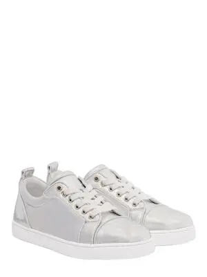 CHRISTIAN LOUBOUTIN Louise Orlato Metallic Leather Sneakers - Silver