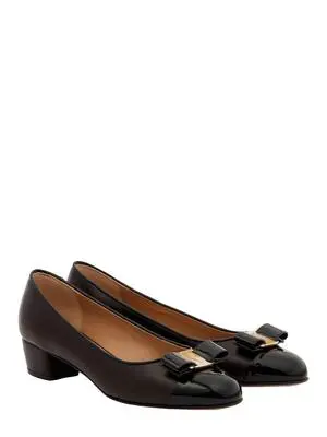 FERRAGAMO Vara Leather Pumps Brown