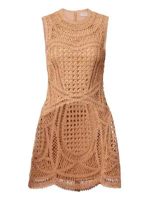 Simkhai Coen Raffia-blend Mini Dress - Beige