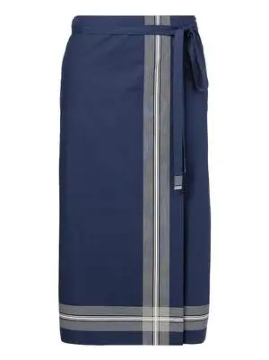 Vince Striped Cotton Wrap Skirt - Blue