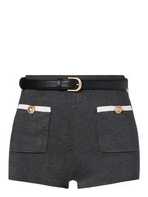 SELF-PORTRAIT Knitted High-rise Shorts - Grey