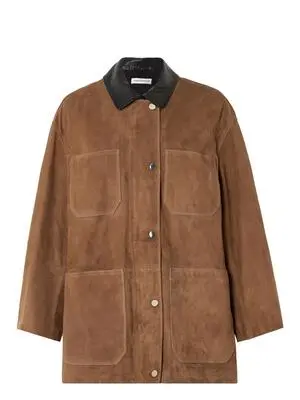 Nour Hammour Barn Leather-trimmed Suede Jacket - Brown