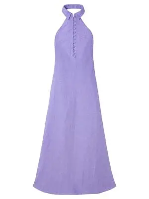TALLER MARMO Barbara Open-Back Linen Gown Lavender