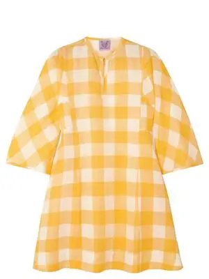 Thierry Colson Rachel Gingham Linen And Cotton-blend Mini Dress - Yellow