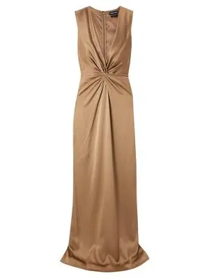 TOM FORD Twist-front Silk-satin Gown - Brown