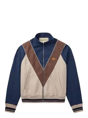Valentino Garavani Vlogo Logo-appliquéd Jersey Track Jacket - Blue