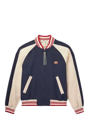Valentino Garavani Le Chat De La Maison Logo-Appliquéd Two-Tone Bomber Jacket Navy