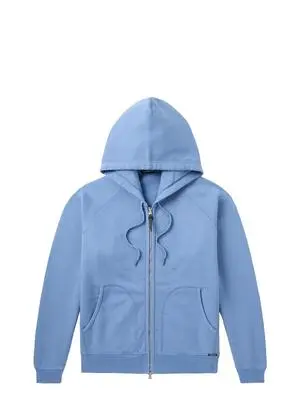 TOM FORD Slim-fit Cotton-jersey Zip-up Hoodie - Blue