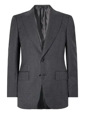 TOM FORD Checked Wool Suit Jacket - Gray