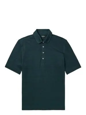 Zegna Oasi Linen Polo Shirt - Blue