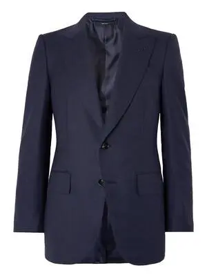 TOM FORD Dyllan Super 130s Grain De Poudre Wool Suit Jacket - Blue