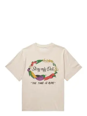STORY MFG. Grateful Logo-print Organic Cotton-jersey T-shirt - Neutrals