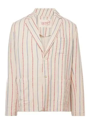 KARDO Unstructured Striped Cotton-canvas Suit Jacket - Neutrals