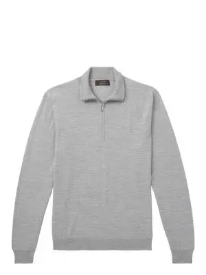 SLOWEAR Slim-fit Flexwool Half-zip Sweater - Gray