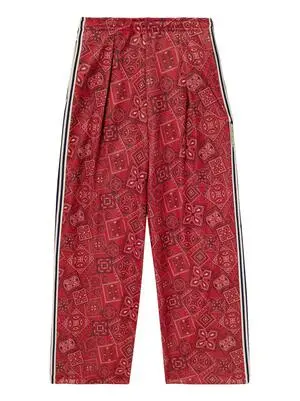 Kapital Wide-leg Striped Webbing-trimmed Bandana-print Tech-jersey Track Pants - Red