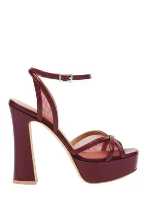 MALONE SOULIERS Sylvie 125 Mesh Platform Sandals - Burgundy