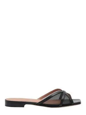 MALONE SOULIERS Mesh Perla Flat Mules - Black
