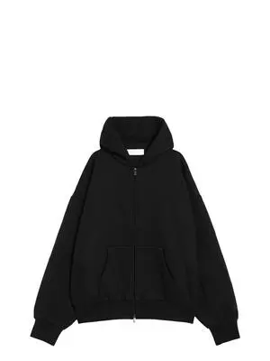 Fear Of God Fleece Cotton Zip-up Hoodie With Logo - Black