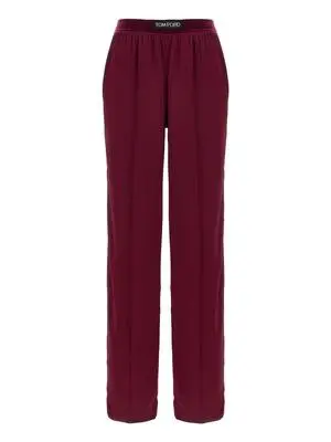TOM FORD Silk Straight Leg Pants - Bordeaux