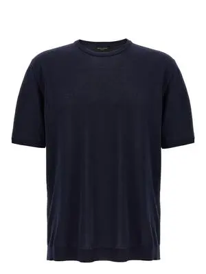 ROBERTO COLLINA Knitted T-shirt - Blue