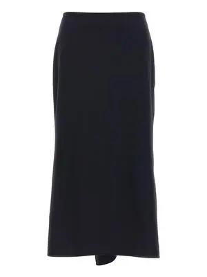 Victoria Beckham Kick Detail Wool Crêpe Skirt - Blue