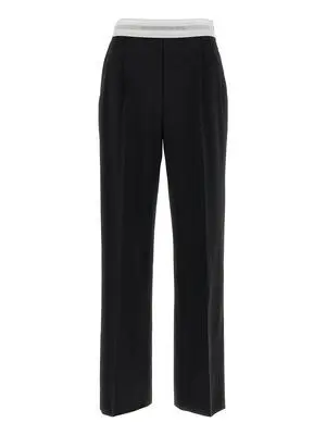Alexander Wang Logo Elastic Wool Pants - White/black