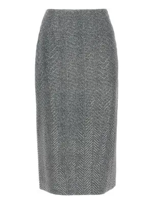 Ermanno Scervino Rhinestone Embellished Midi Skirt - Gray