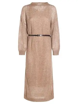 Brunello Cucinelli Wool Long Dress - Brown