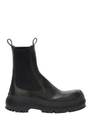 JIL SANDER Leather Chelsea Boots - Black