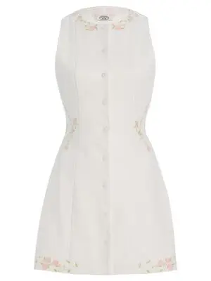 MIRROR PALAIS Embroidered Cotton Mini Dress - Ivory