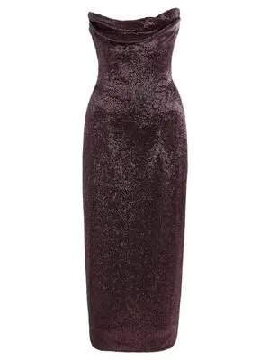 WIEDERHOEFT Ivy Beaded Midi Dress - Burgundy