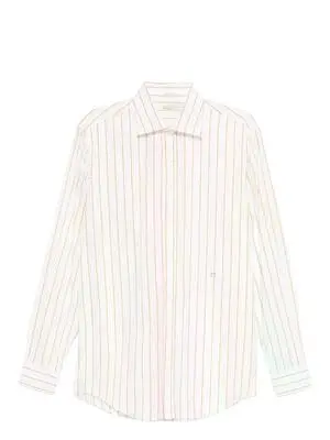Massimo Alba Striped Cotton Shirt White