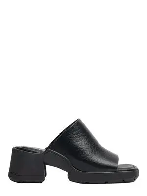 MIISTA Block-heel Open-toe Slides - Black