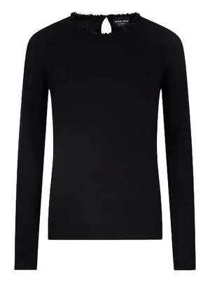 Giorgio Armani Cashmere Crew-neck Jumper With Embroidery - Black