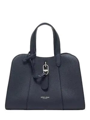 Giorgio Armani Small Pebbled Leather Tote Bag - Black