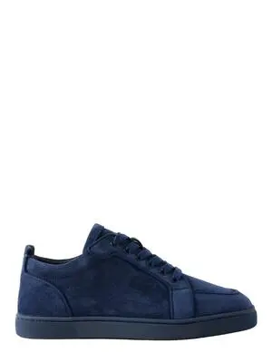CHRISTIAN LOUBOUTIN Rantulow Orlato Grosgrain-trimmed Suede Sneakers - Blue
