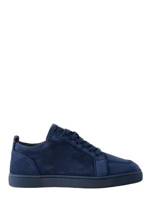 CHRISTIAN LOUBOUTIN Rantulow Orlato Grosgrain-Trimmed Suede Sneakers Navy