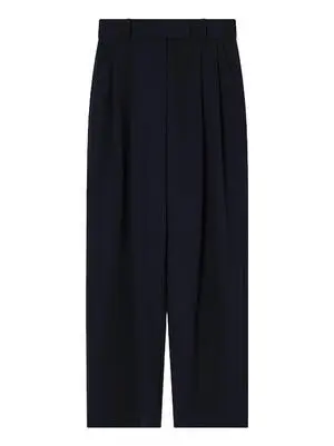 Giorgio Armani Double-pleat Stretch Virgin Wool Trousers - Black