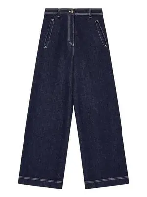 Giorgio Armani Stretch Denim Wide-leg Trousers - Blue