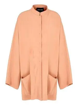 Giorgio Armani Long Jacket In Technical Cady - Pink