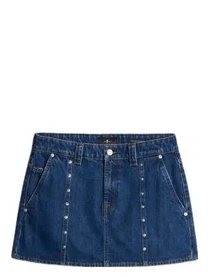 7 For All Mankind Milly Studded Mini Skirt - Blue