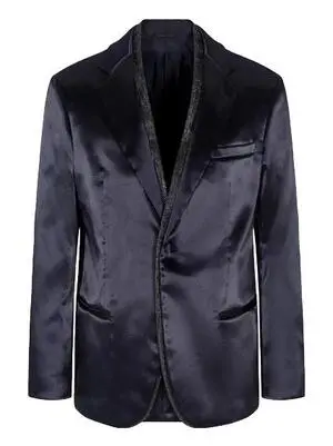 Giorgio Armani Soho Line Silk-blend Rhinestone Tuxedo Jacket - Blue