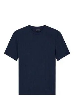 Giorgio Armani Asv Stretch Cashmere And Viscose-blend Crew-neck T-shirt - Navy