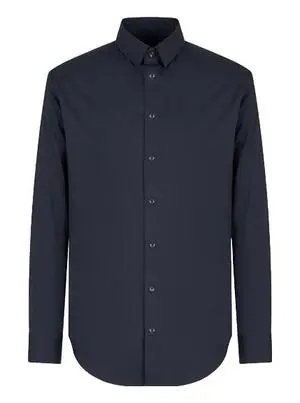 Giorgio Armani Slim-fit Shirt In Cotton Poplin - Navy