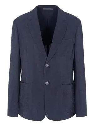 Giorgio Armani Single-breasted Jacquard Cupro Jacket - Blue