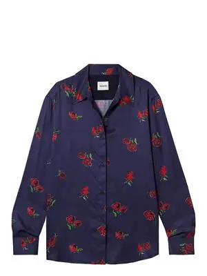 Khaite Argo Printed Silk-twill Shirt - Blue