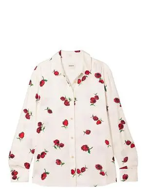 Khaite Argo Printed Silk-twill Shirt - Ecru