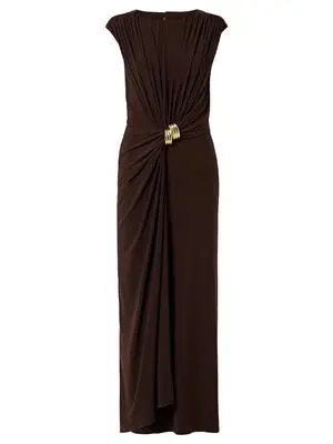 Brandon Maxwell The Serena Embellished Gathered Stretch-Jersey Gown Brown