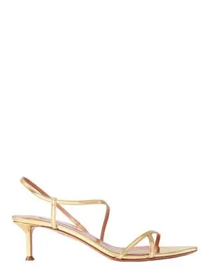 AQUAZZURA Tease 50 Metallic Leather Sandals - Gold